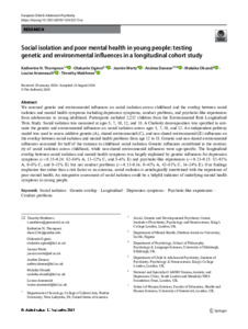 Greenwich Academic Literature Archive - Social isolation and poor ...